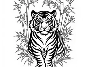 Japanese tiger in bamboo forest | Japanese Tatouage